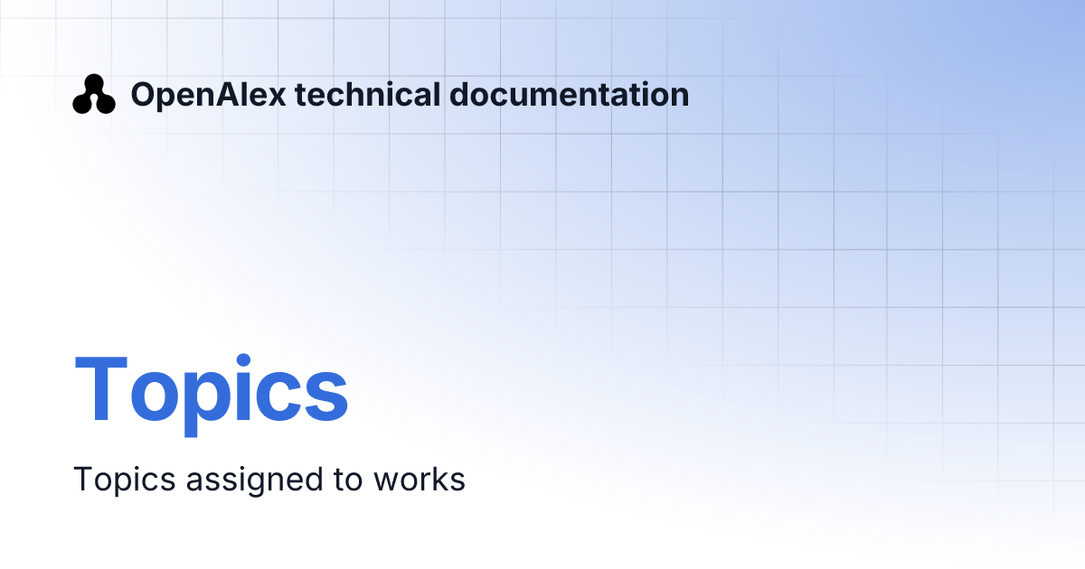 Topics | OpenAlex technical documentation